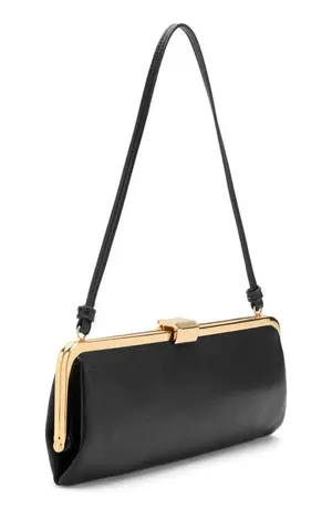 Mango Metallic Frame Clutch - Black