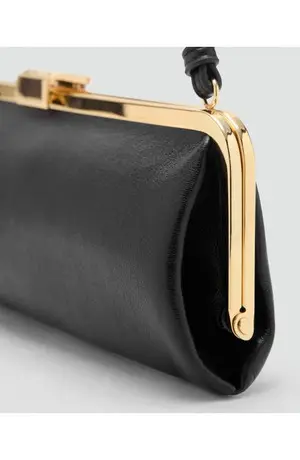 Mango Metallic Frame Clutch - Black