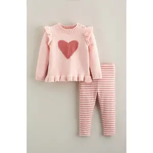 Nordstrom Icon Ruffle Sweater & Leggings Set Pink Lotus Heart-pink Compact