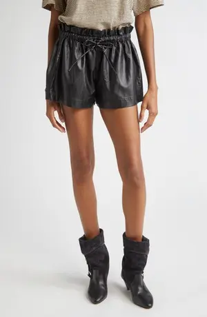 Women's Paperbag Leather Shorts