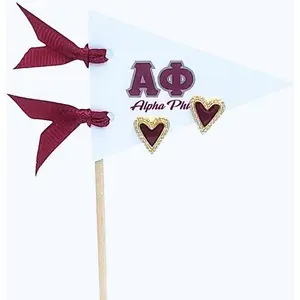 COLOR SHOUT Alpha Phi Heart Stud Earrings - Yellow Gold