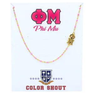 COLOR SHOUT Phi Mu Greek Letter Necklace - Yellow Gold