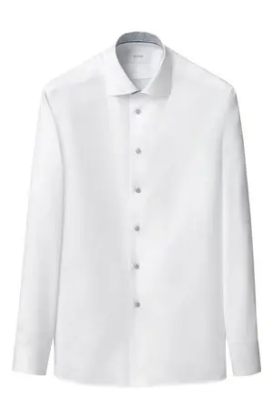 Eton Slim Fit Solid With Floral Detail Signature Twill Button-up Shirt