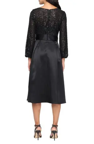 Alex Evenings Sequin Bodice Midi Dress