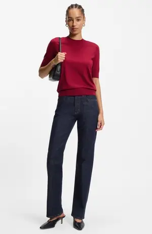 BOSS Farbella Virgin Wool Sweater - Deep Ruby