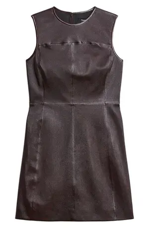Theory Seamed Sleeveless Leather Mini Dress