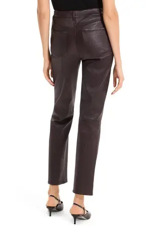 Theory Glossed Leather Straight Leg Pants