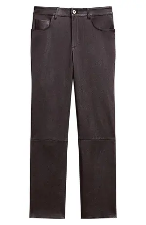 Theory Glossed Leather Straight Leg Pants