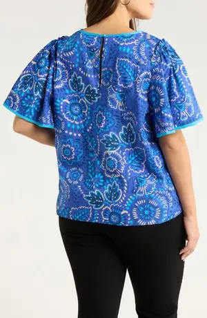 SUGARLIPS Kenner Printed Flutter Sleeve Top