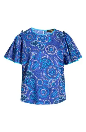 SUGARLIPS Kenner Printed Flutter Sleeve Top