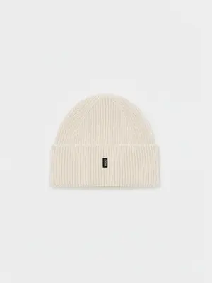Gobi Cashmere Ribbed Chunky Beanie - Beige