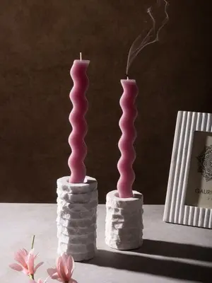 GAURI KOHLI Flores Marble Taper Candle Holder