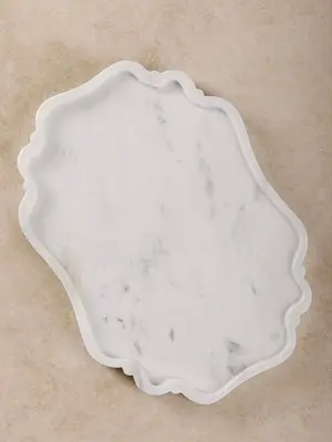 GAURI KOHLI Cascade White Marble Tray - Ivory White