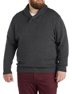 OAK HILL BY DXL Big & Tall Shawl Collar Pullover
