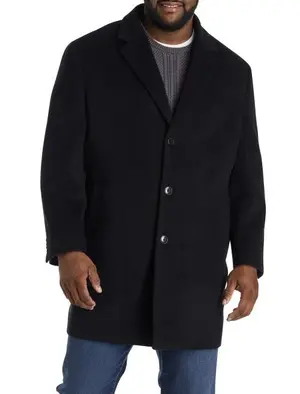 Michael Kors Big & Tall Wool-cashmere Overcoat - Black