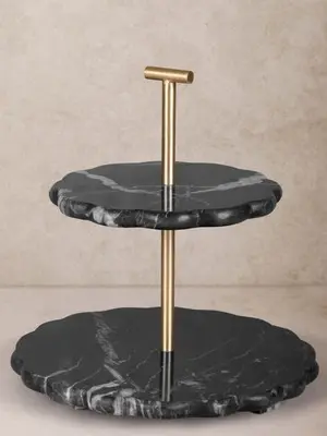 GAURI KOHLI Concorde Marble Two-tier Cake Stand - Black
