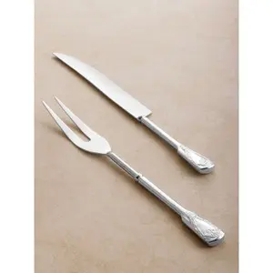 GAURI KOHLI Bolivia Carving Knife & Meat Fork Set - Silver