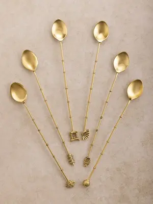 GAURI KOHLI Magnolia Cocktail Stirrers - Gold