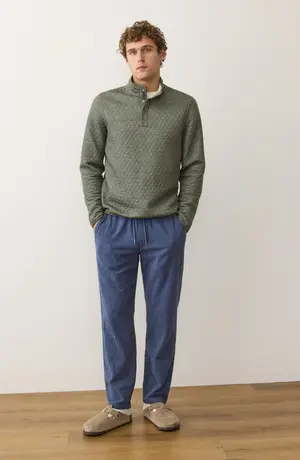 Marine Layer Corbet Reversible Quilted Sweatshirt - Oatmeal/olive