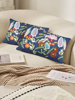 GAURI KOHLI Geneva Throw Pillow Cover - Blue