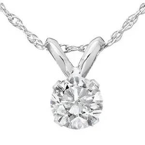 BLISS DIAMOND Diamond Solitaire Pendant Necklace - 14k White Gold