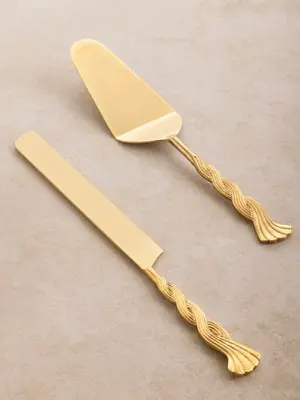 GAURI KOHLI Santiago Cake Servers - Gold