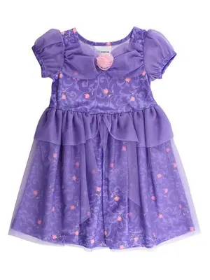 RUFFLEBUTTS Princess Dress-up Puff Sleeve Nightgown - Royal Purple Princess