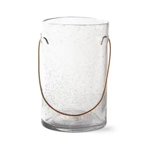TAG Bubble Glass Copper Handle Candle Holder For Pillar Candles - Clear