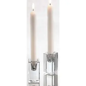 TAG Chunky Glass Square Taper Candle Holder Decorative - Clear