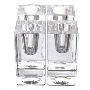 TAG Chunky Glass Square Taper Candle Holder Decorative