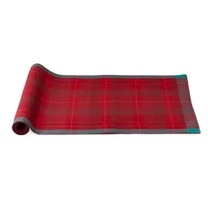 TAG Joyous Plaid Table Runner Multi Cotton Christmas Decor - Red