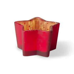TAG Star Shaped Glass Tealight Candle Holder For Christmas - Red