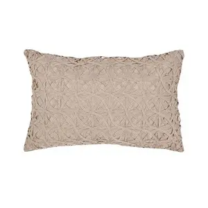 ELISABETH YORK Ribbon Mesh Solid Sandstone Tan Polyester Decor Throw Pillow - Beige