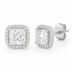 DONATELLO GIAN Sterling Square Halo Earrings - Silver