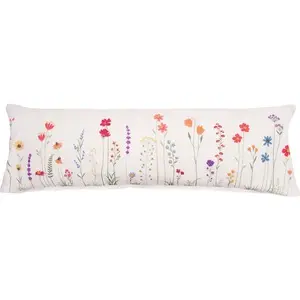 C&F HOME Botanical Field Flowers Cotton Blend Spring Accent Pillow 12" X 36 - White