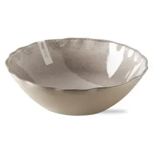 TAG Veranda Cracked Glazed Wavy Edge Melamine Serving Bowl Grey - Gray