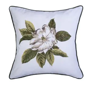 C&F HOME Garden Magnolia Flower Hd Printed Accent Throw Pillow 18" X 18 - White