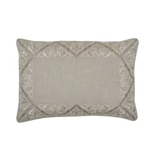 ELISABETH YORK Rhea Floral Solid Cotton Decor Throw Pillow, 14" X 22" - Gray
