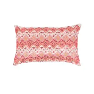 Carol & Frank Darla Woven Geometric Diamond Cotton Decorative Throw Pillow - Red