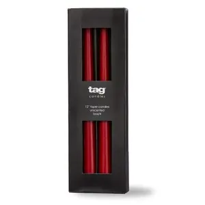 TAG Color Studio Traditional Taper Unscented Candle Set Of 4 - Red