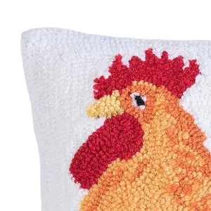 C&F HOME Chicken Rooster & Sunflowers Hooked Mini Accent Pillow 12" X 16