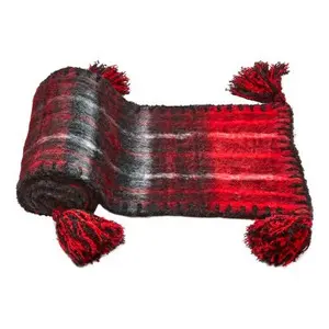 TAG Snowmass Multi Tassled Mohair Table Runner For Christmas