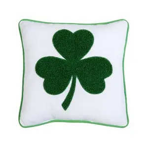C&F HOME 3 Leaf Clover St. Patrick's Day Hooked Mini Accent Pillow 10" X 10