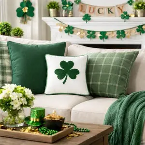 C&F HOME 3 Leaf Clover St. Patrick's Day Hooked Mini Accent Pillow 10" X 10