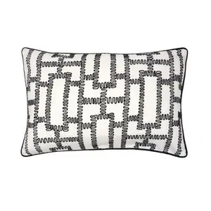 CAROL & FRANK Crawford Geometric Art Deco & White Cotton Decor Throw Pillow - Black