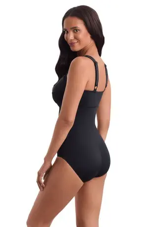 SHAPESOLVER SPORT Twist Bra Tank One-piece Swimsuit - Black