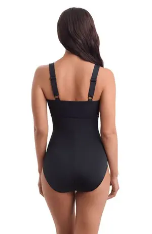 SHAPESOLVER SPORT Twist Bra Tank One-piece Swimsuit - Black