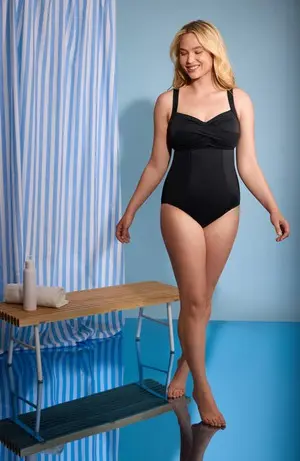 SHAPESOLVER SPORT Twist Bra Tank One-piece Swimsuit - Black
