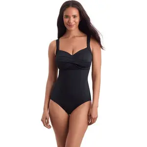 SHAPESOLVER SPORT Twist Bra Tank One-piece Swimsuit - Black