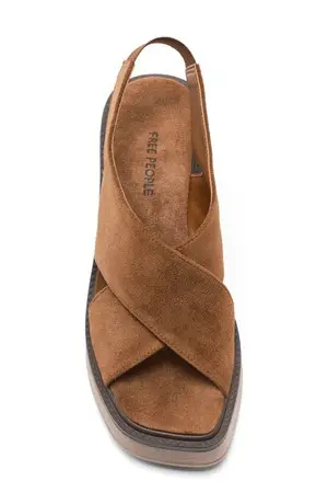 Free People Cora Slingback Platform Sandal - Cognac Suede